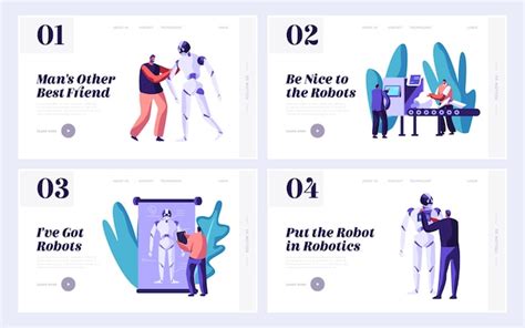 Premium Vector Set Of Robotics Website Landing Page Template
