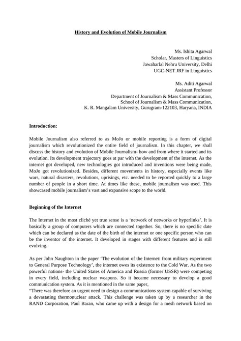 Pdf History And Evolution Of Mobile Journalism