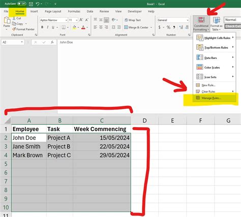 Excel How To Highlight Current Week With Conditional Formatting It