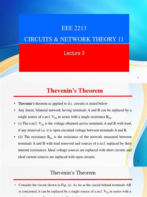 Lecture 3 Thevenin Dc And Ac Theorems Pdf Electrical Impedance Electrical Network