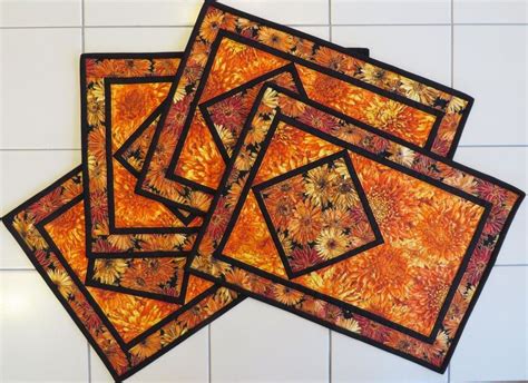 Quilted Fall Floral Placemats Set Of Four Floral Placemats Quilted