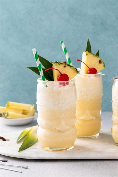 A Tropical Pina Colada Drink On Counter Top Of Beach Bar Ai Generative