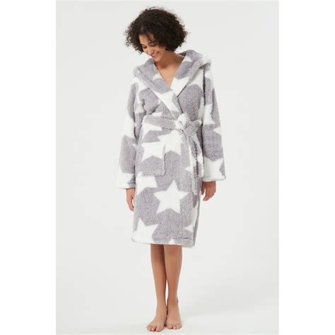 Linea Sherpa Star Dressing Gown Greywhite Frasers