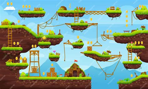 Premium Vector Retro 2d Arcade Game Level Map Interface