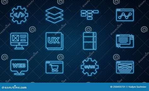 Set Line Ui Or Ux Design Site Map Front End Development Sketchbook