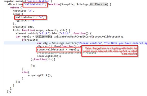 Javascript Angular Parent Scope Not Updated When Directive Updates The Same Scope Variable