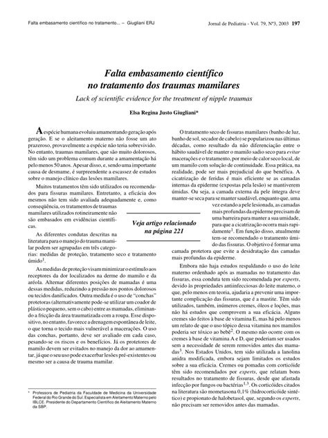 Pdf Falta Embasamento Científico No Tratamento Dos Traumas Mamilares