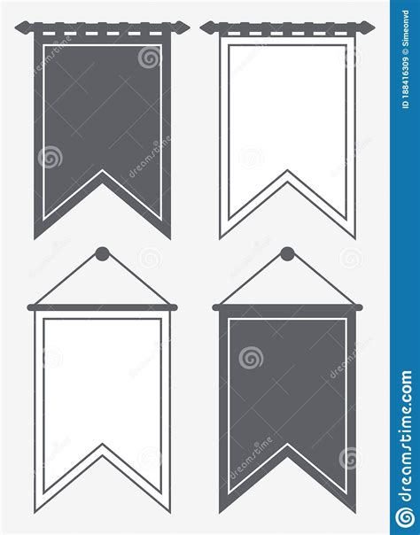 Template Blank Pennant Silhouette And Outline Banners Posters And