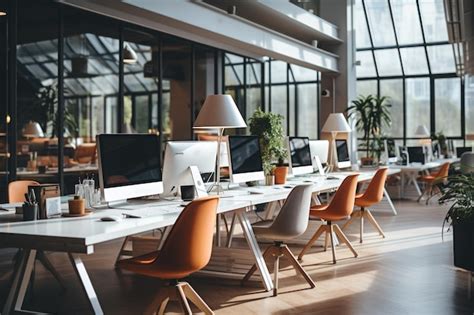 Premium Ai Image Photograph Of An Empty Workspace For A Modern Startup Generative Ai