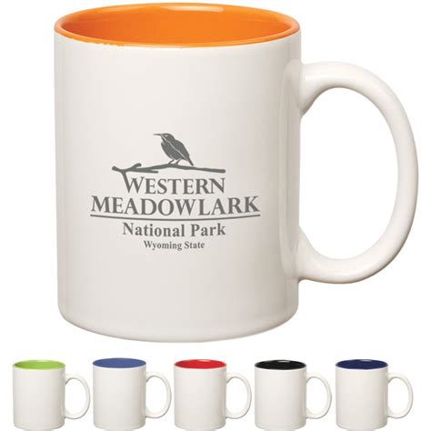 Logo Colored Stoneware Ceramic Mugs 11 Oz