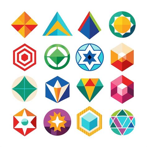 Premium Vector A Collection Of Different Colored Diamonds And A Triangle