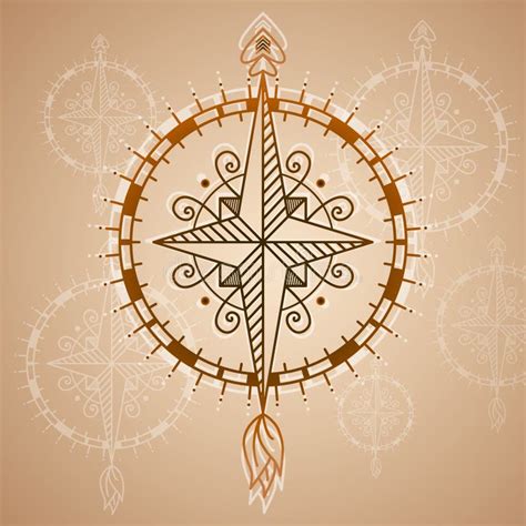 Vintage Compass Roses Icon And Design Element Vector Nautical Label
