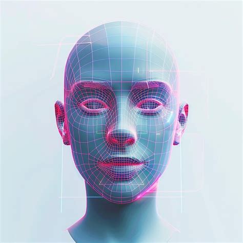 A Womans Face With A Grid Of Grid On It Premium Ai Generated Image