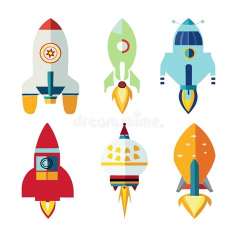 Set Of Rocket Vector Art Rocket Logo Isolated Stock Vector