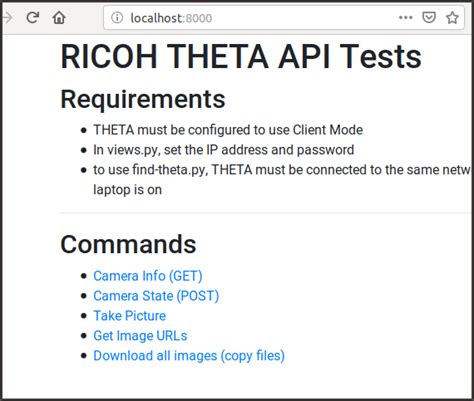 Manage Ricoh Theta From Office Network With Django Api Usage Camera 360 Developer