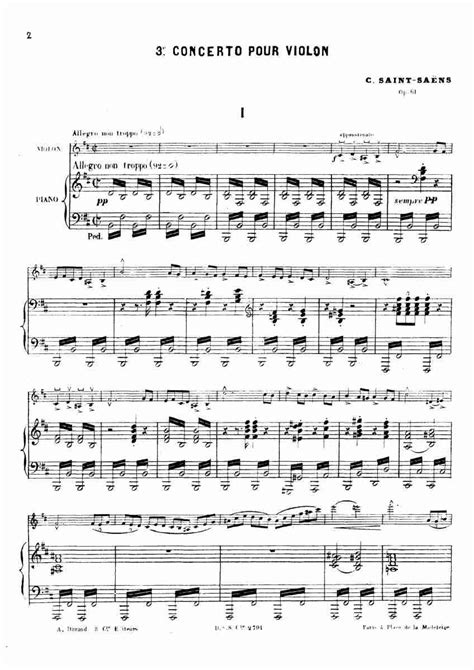 Saint Saëns Camille Violin Concerto No Op for Violin Piano Piano