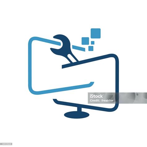 작업 도구 수리 서비스 로고 디자인 개념 벡터 아이콘 템플릿 로고에 대한 스톡 벡터 아트 및 기타 이미지 로고 컴퓨터 기술자 Istock