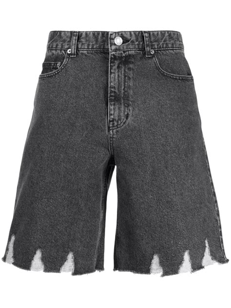System Raw Cut Denim Shorts Grey Farfetch