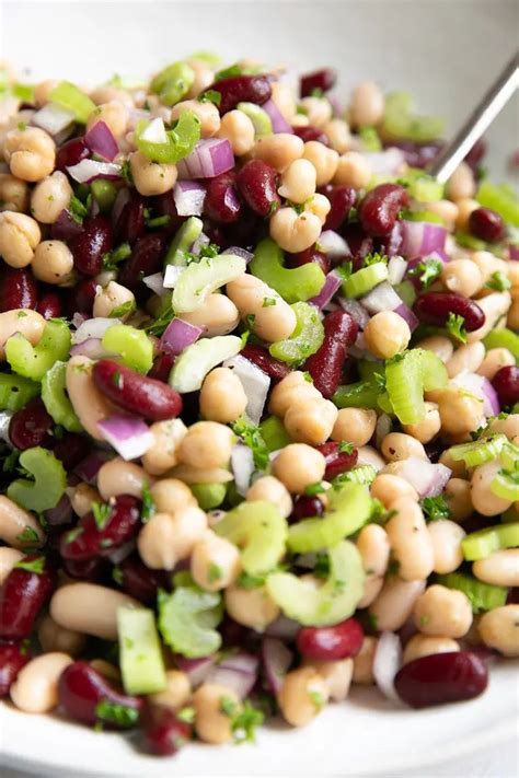 Easy Three Bean Salad Recipe Recipe Bean Salad Recipes Vegan Bean