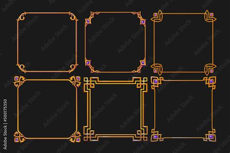 Vintage Fantasy Golden Frames For Rpg Game Ui Design Vector Cartoon