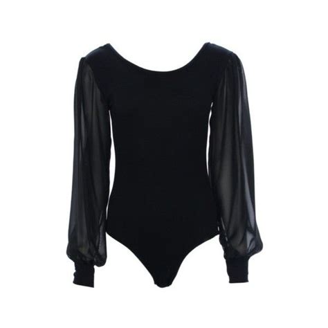 A Black Bodysuit With Sheer Sleeves