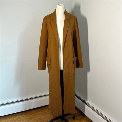 Naked Wardrobe Jackets Coats Naked Wardrobe Trench Coat In Caramel Brown Full Length Open