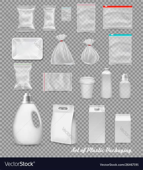 How To Draw A Set Of Various Polypropylene And Plastic Packages In