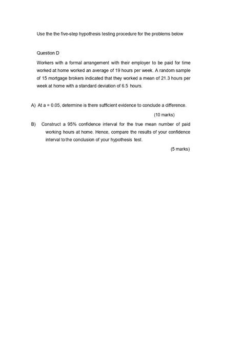 solved use the the five step hypothesis testing procedure