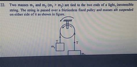 22 two masses m1 and m2 left m1 m2 ight are tied to the two ends of a