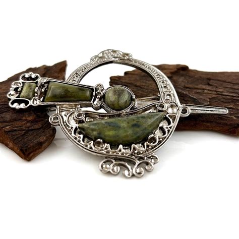 Irish Brooch With Connemara Marble Tara Brooch Celtic Brooch Etsy