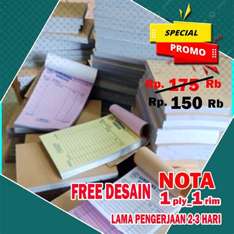 Jual CETAK NOTA 1 RIM 1 PLY NOTA TOKO KWITANSI SURAT JALAN CETAK 1 WARNA Shopee Indonesia