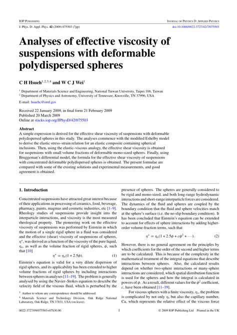 Pdf Analyses Of Effective Viscosity Of Suspensions With Deformable