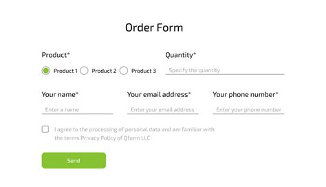 Order Form On The Website Create It For Free In The Form Builder