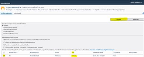 ProjectServer 2010Löschen eines Projekttemplate Torben Blankertz