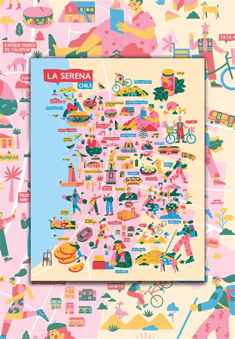 Illustrated Map Of La Serena Art Print Mappin