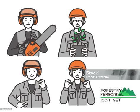 임업 일차산업 산 산에서 일하는 사람들의 벡터 일러스트 레이 션 소재 일러스트레이션에 대한 스톡 벡터 아트 및 기타 이미지 일러스트레이션 커버올 공사장 감독 Istock