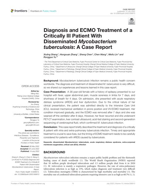 Pdf Diagnosis And Ecmo Treatment Of A Critically Ill Patient With Disseminated Mycobacterium