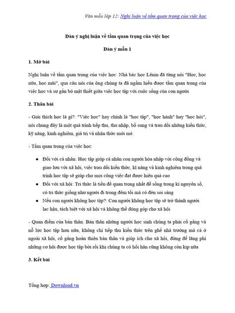 nghi luan ve tam quan trong cua viec hoc pdf
