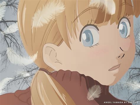 Blondehair Blueeyes Feathers Hachimitsutoclover Jpegartifacts