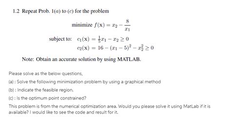 This Is Numerical Optimization Problem Would You Chegg