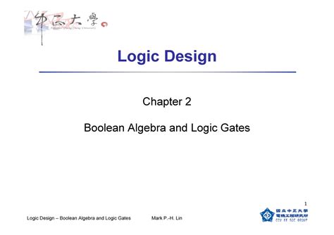 Chapter 2 Boolean Algebra 1 Logic Design Chapter 2 Boolean Algebra