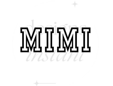 Mimi Block Lettering Instant Download Black And White Mimi Instant