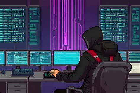 premium photo hacker working on his computer with multiple monitors