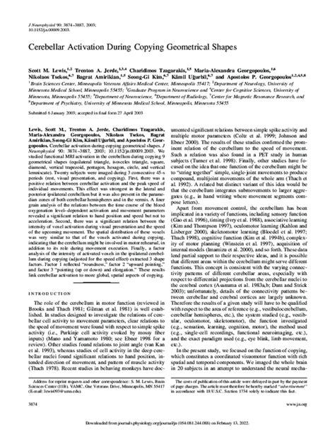 Pdf Cerebellar Activation During Copying Geometrical Shapes