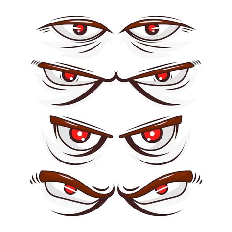 Ilustração de desenho animado de olhos bravos desenhados à mão Vetor