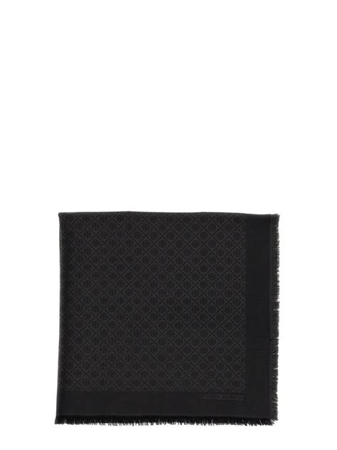 Tory Burch Wool Diamond Dot Scarf In Black Lyst