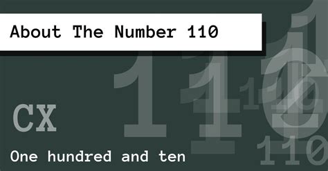 About The Number 110
