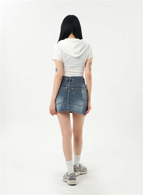 Mid Wash Denim Mini Skirt Ca328