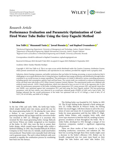 pdf performance evaluation and parametric optimization of coal fired