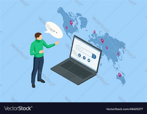 Isometric Search Online Searching Browsing Vector Image